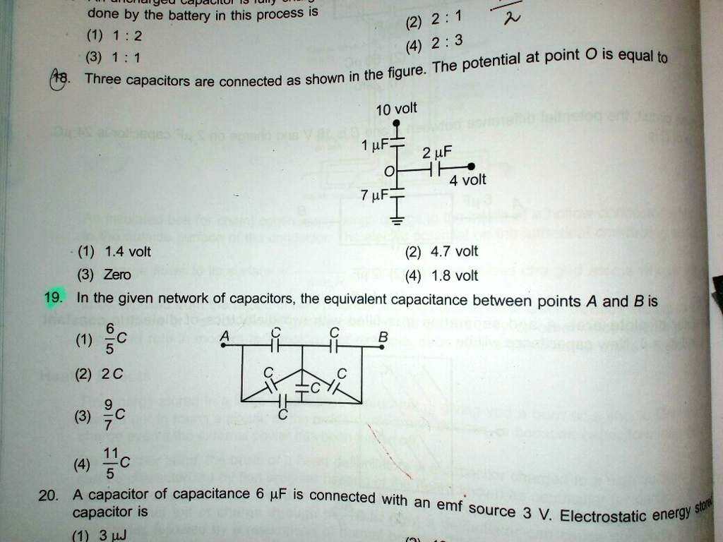 SOLVED: 'in the given network of capacitors' SOLVED: 'in the given network of capacitors'