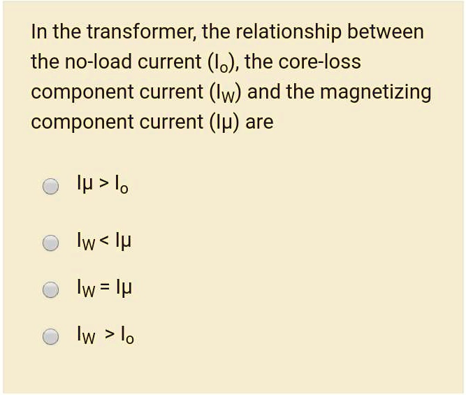 In the transformer, the relationship between the no-load current (Io ...