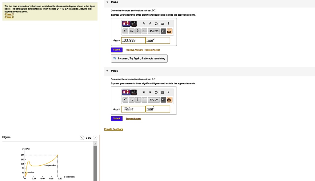 the two bars are made of polystyrene which has the stress strain ...