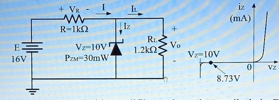 + V R - I I L I L iz (mA) R=1k? I z + R L E V z =10V V o 1.2k? 16V P ZM =30mW V z =10V - 0 V z