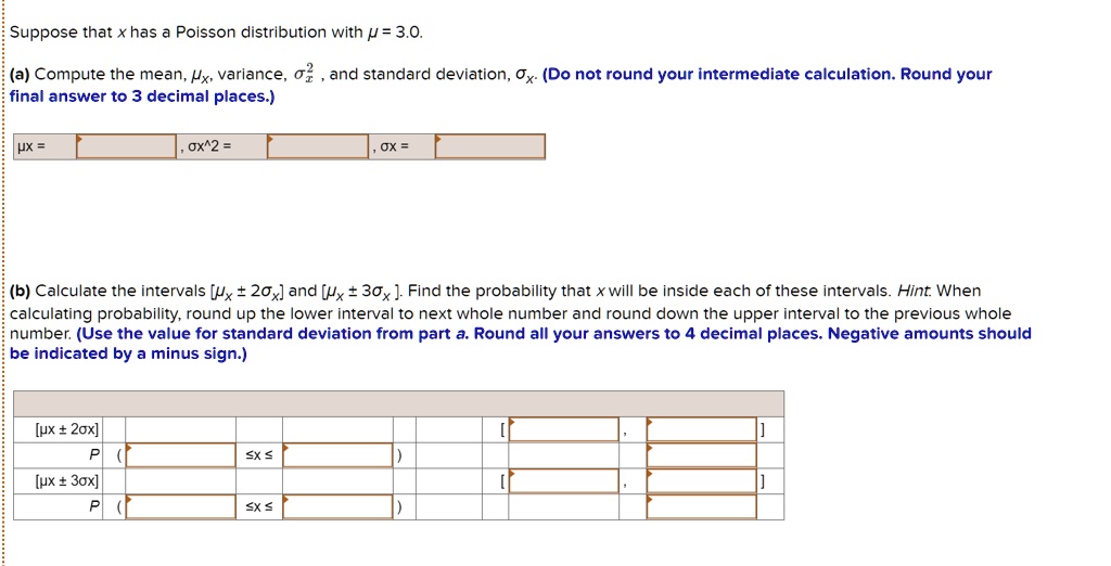 suppose that xhas poisson distribution with p 30 a compute the mean ux ...