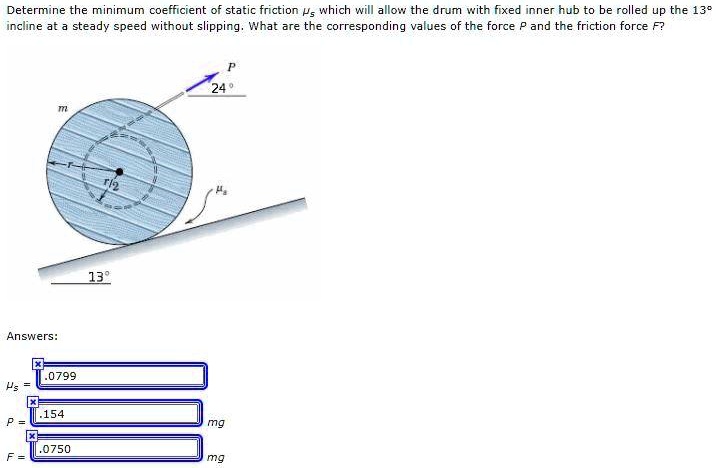 determine the minimum coefficient of static friction ps which will allow the drum with fixed ...
