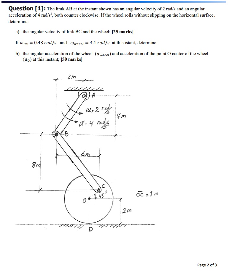 SOLVED: The link AB at the instant shown has an angular velocity of 2 ...