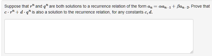 SOLVED: Suppose that and g are both solutions to a recurrence relation ...