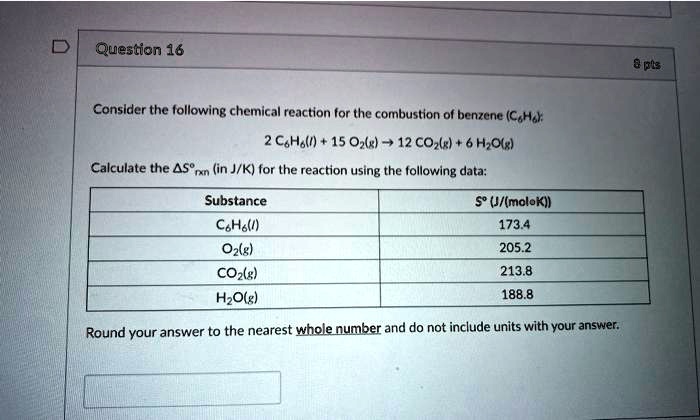 SOLVED: Consider the following chemical reaction for the combustion of ...