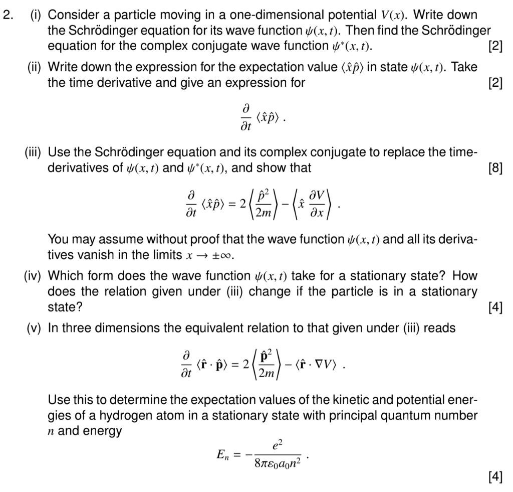 Solved I Consider A Particle Moving In A One Dimensional Potential V