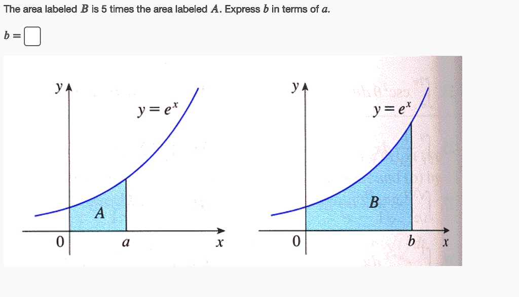 The area labeled B is 5 times the area labeled A. Express b in terms of ...