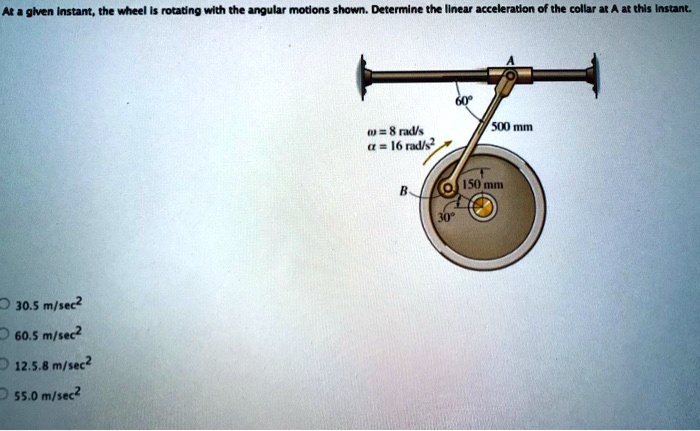 at a given instant the wheel is rotating with the angular motions shown determine the linear ...