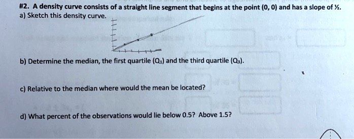 #2. A density curve consists of a straight line segment that begins at the point (0, 0) and has ...