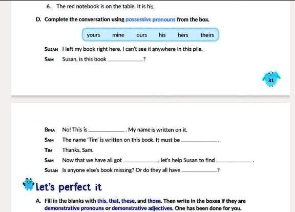 SOLVED: 'fill in the blank possessive pronouns'