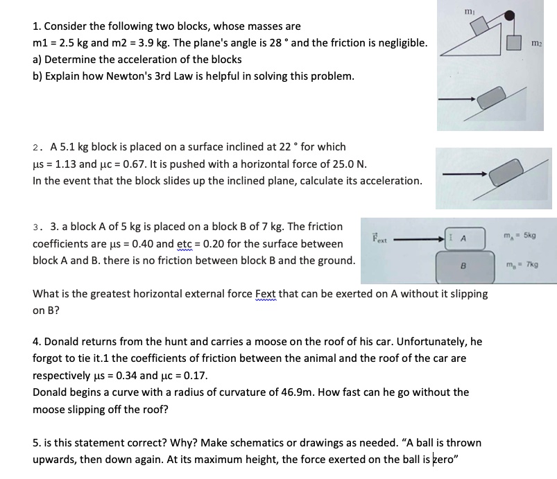SOLVED: 1. Consider the following two blocks, whose masses are ml= 2.5 kg and m2 = 3.9 kg: The ...