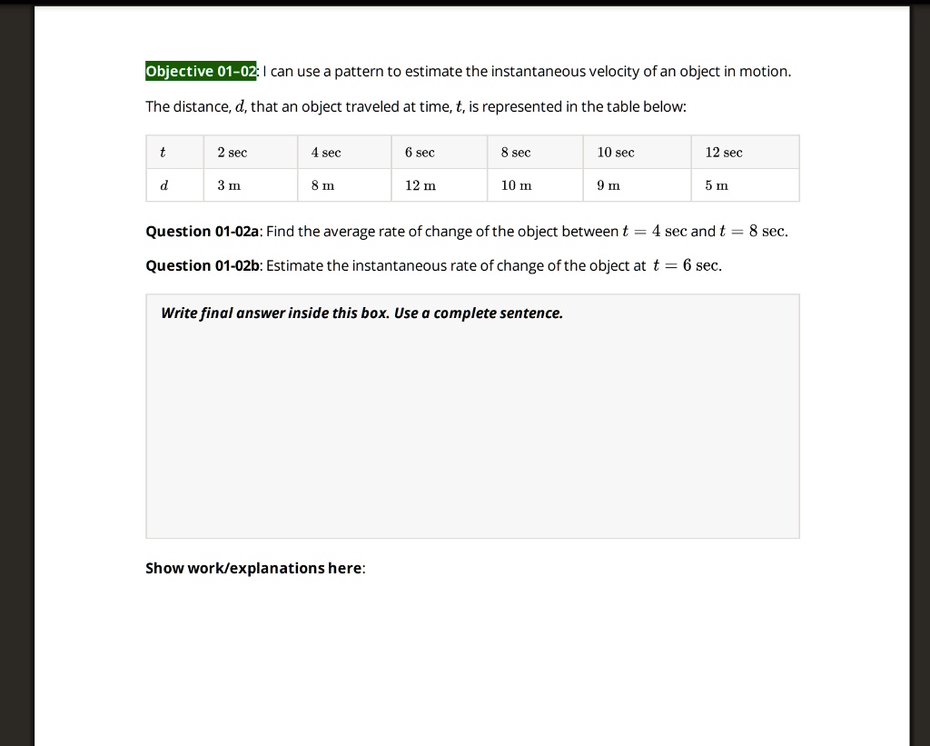 Solved Objective 01 02 I Can Use A Pattern To Estimate The