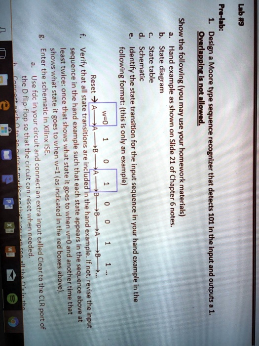 Lab 9 Pre Lab 1 Design A Moore Type Sequence Recognizer That Detects 101 In The Input And