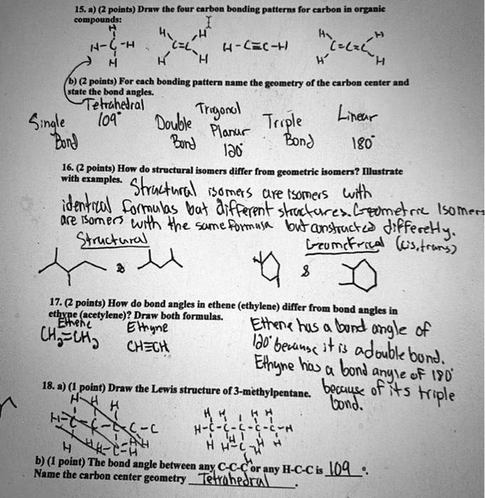 154 2 points draw the four carbon bonding pattcrns for carbon in ...