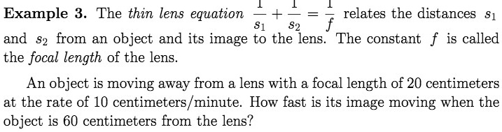 SOLVED: 'Example 3. The thin lens equation relates the distances f and ...