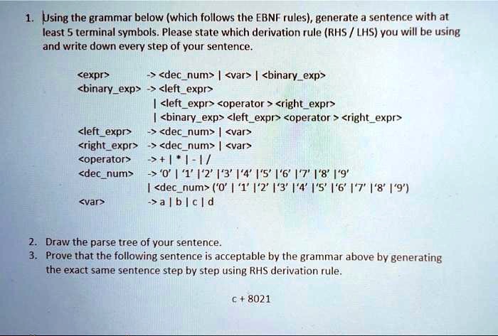 pleaase help faast programming languages using the grammar below which ...