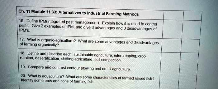 SOLVED:Ch: 11 Module 11.33: Alternatives to Industrial Farming Methods ...