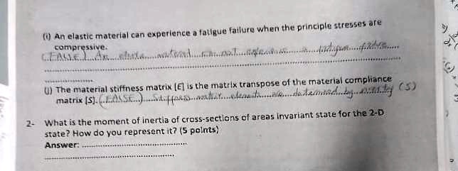 SOLVED: compressive. 1) The material stiffness matrix (E) is the matrix ...