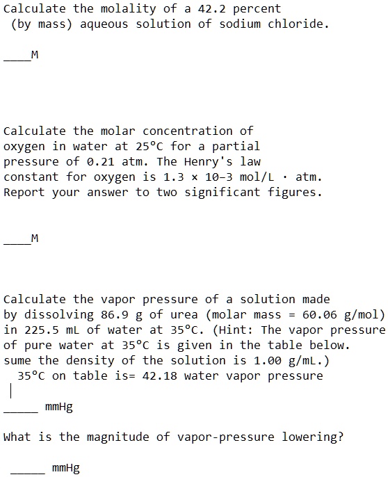 calculate the molality of 422 percent by mass aqueous solution of sodium chloride calculate the ...