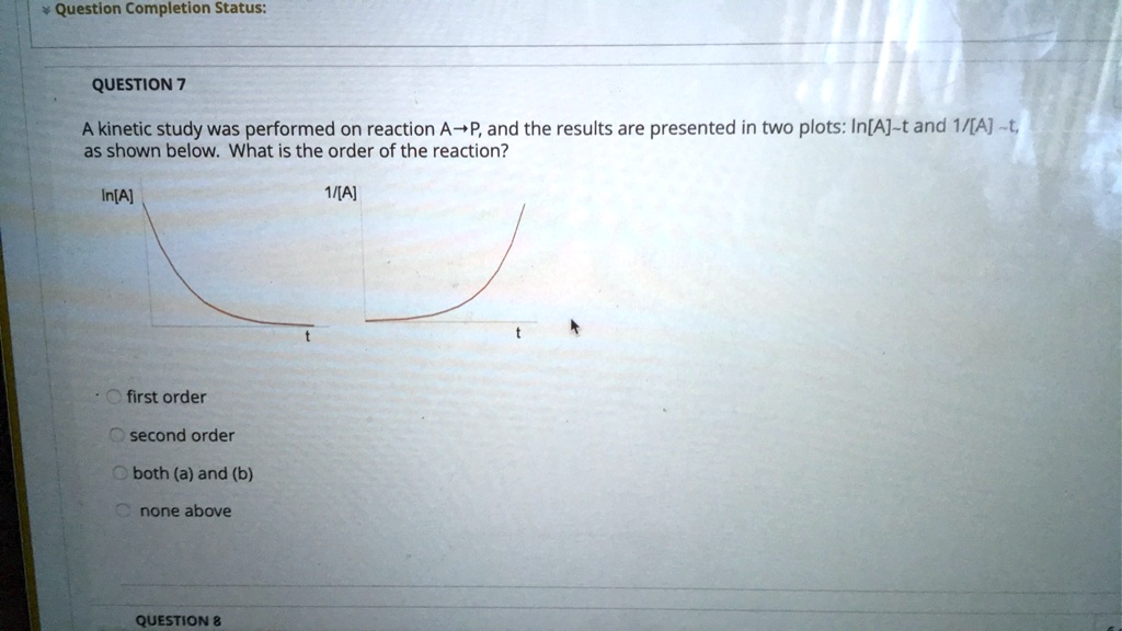 SOLVED: Question Completion Status: QUESTION 7 A kinetic study was performed on reaction A-P ...