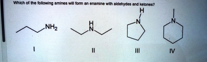 whlch of the following amines will fomm an enamine with aldehydes and ...