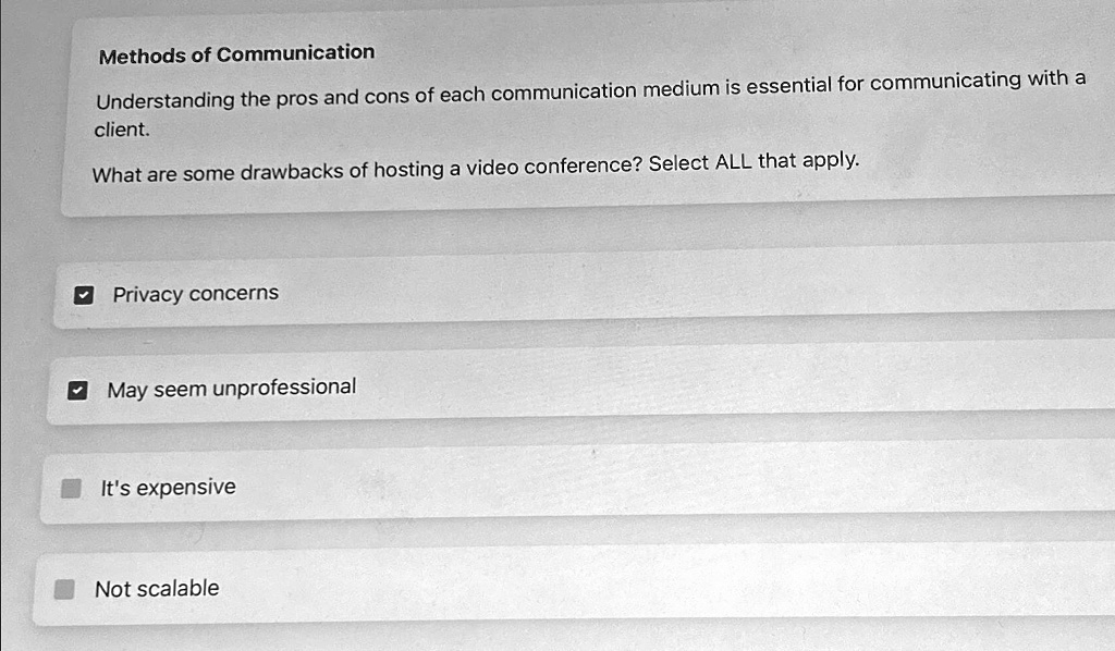 SOLVED: Methods of Communication Understanding the pros and cons of ...