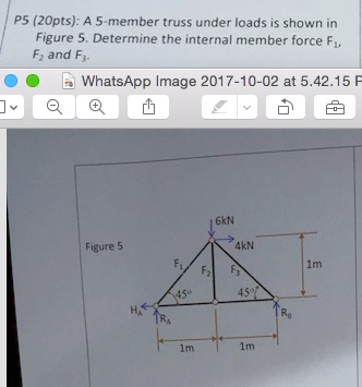 p5 p520ptsa 5 member truss under loads is shown in figure 5determine ...
