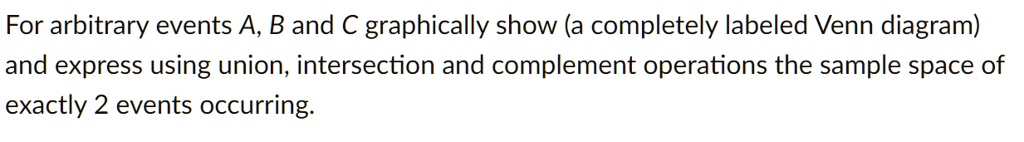 SOLVED: For arbitrary events A, B and C graphically show (a completely labeled Venn diagram) and ...