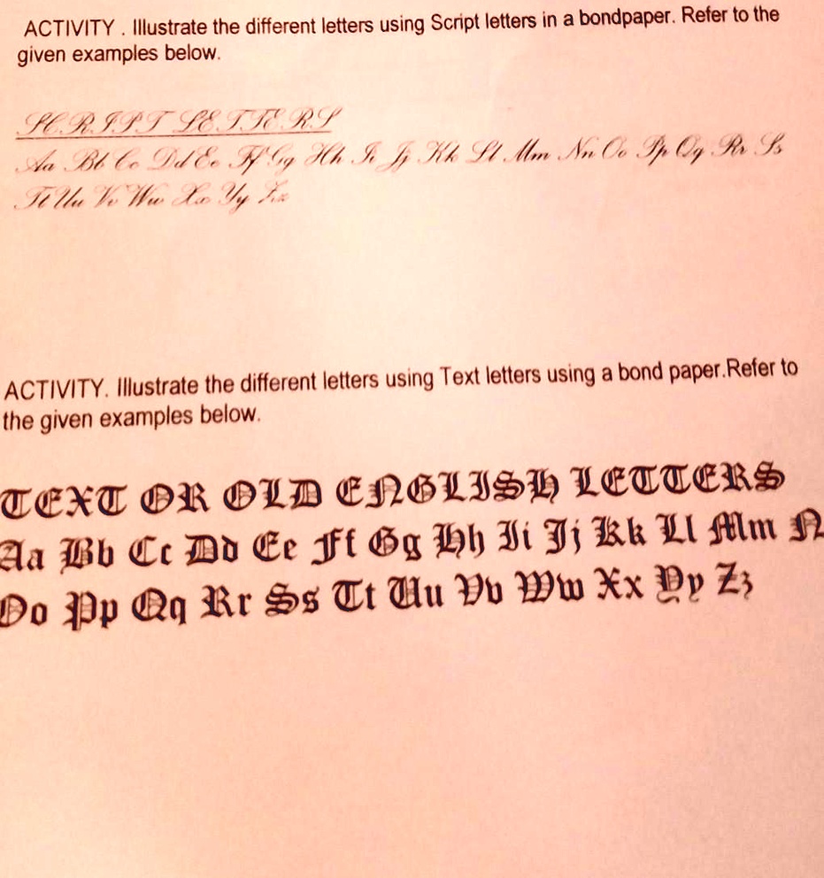 activityillustrate the different letters using script letters in a bond ...