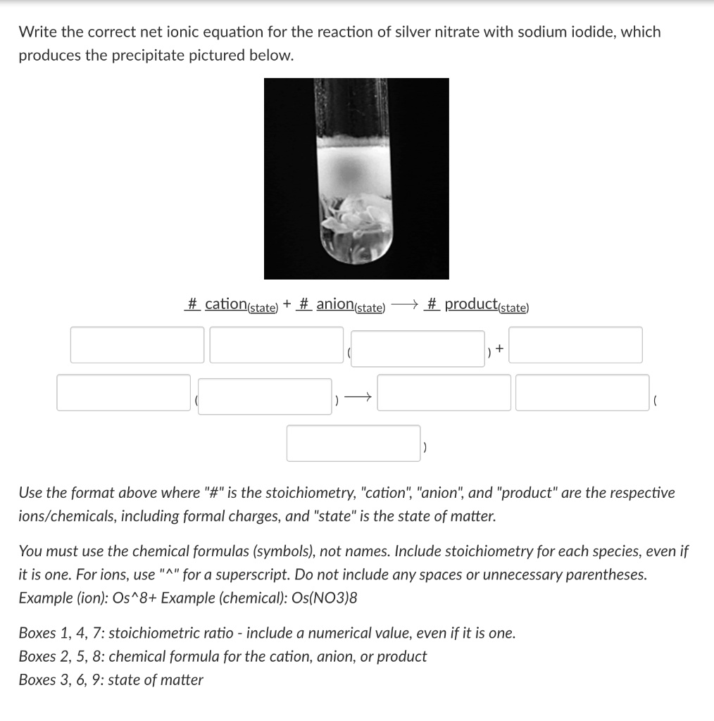 SOLVED: Write the correct net ionic equation for the reaction of silver ...