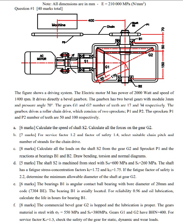note all dimensions are in mm e 210 000 mpa nmm2 question 1 40 marks ...