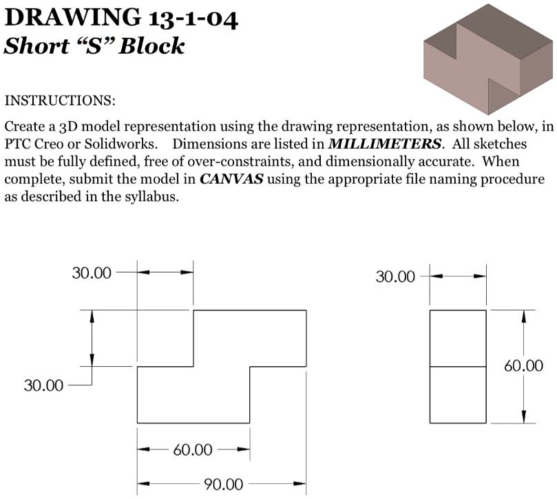 Drawing 13 1 04 Short S̈b̈lock Instructions Create A 3d Model