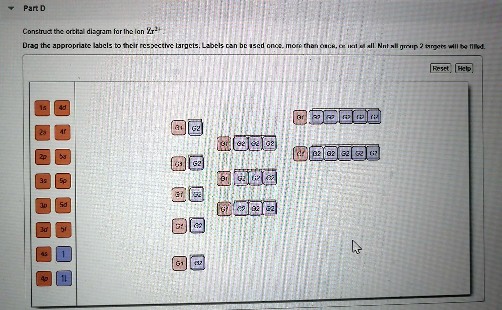 part d construct the orbital diagram for the ion zr2 drag the appropriate labels to their ...