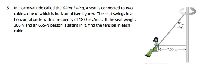 in a carnival ride called the giant swing seat is connected to two ...