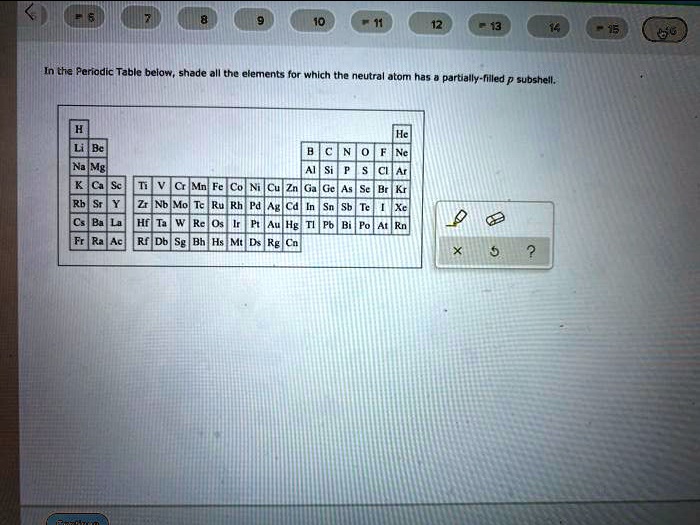 in the periodic table below shade the etements for whlch the neutral ...
