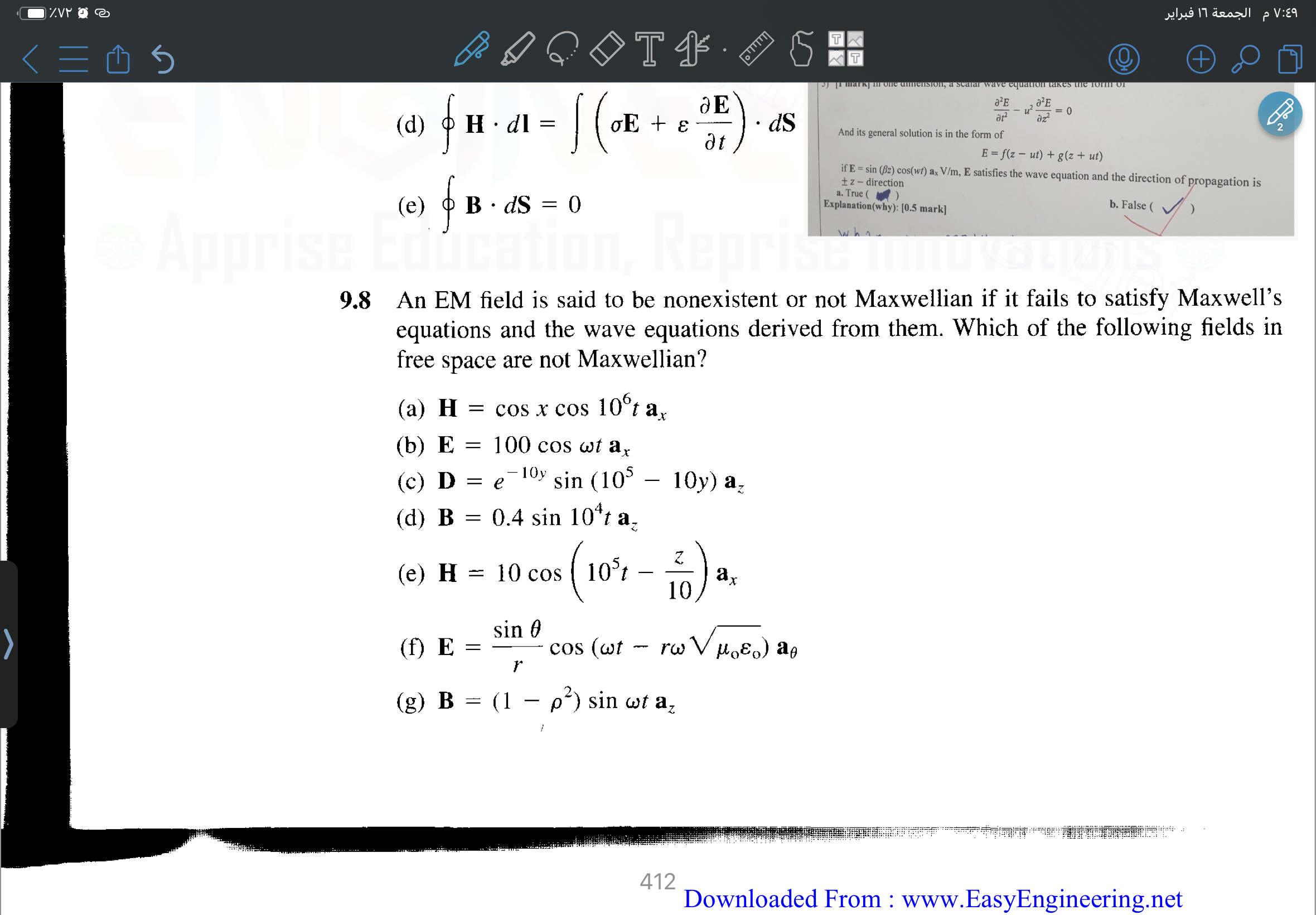 ? V:?9 ? ?????? 17 ?????? ? 5 ? (2) (†) O^∘ (d) ∮𝐇· d 𝐥=∫(σ𝐄+ε(∂𝐄)/(∂ t ...