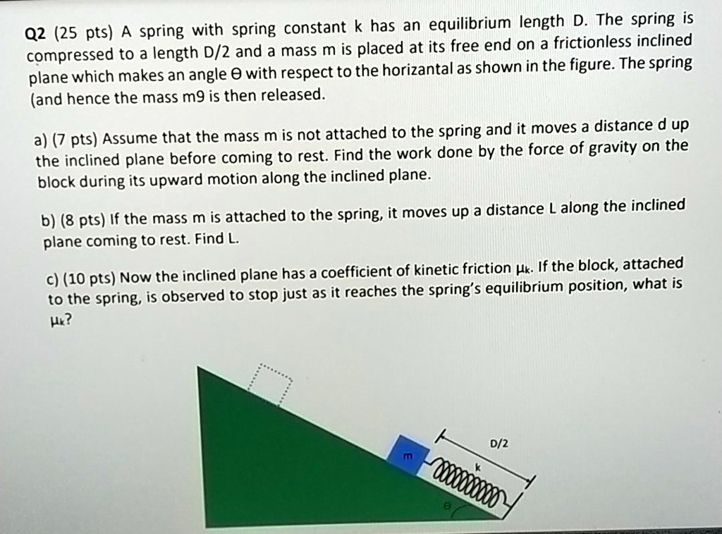 q2 25 pts spring with spring constant k has an equilibrium length d the ...