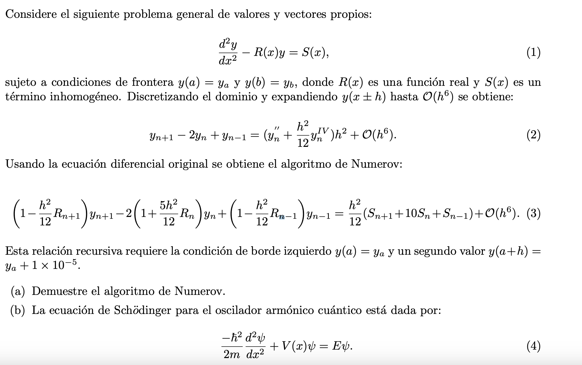 SOLVED: Considere el siguiente problema general de valores y vectores ...