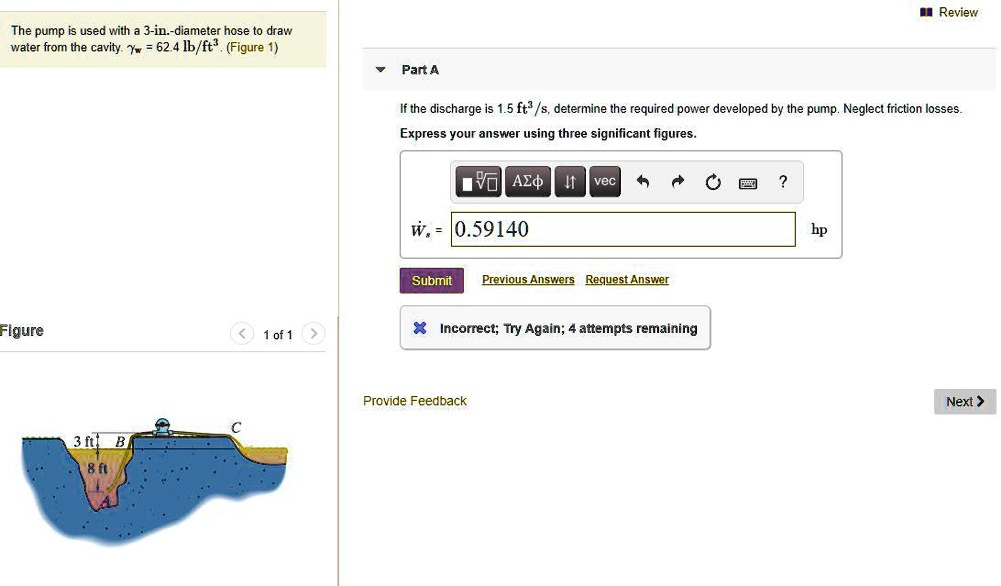 SOLVED: The pump is used with a 3-in. diameter hose to draw water from ...