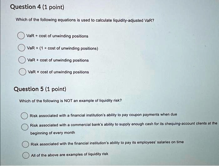 SOLVED: Question 4 (1 point) Which of the following equations is used ...