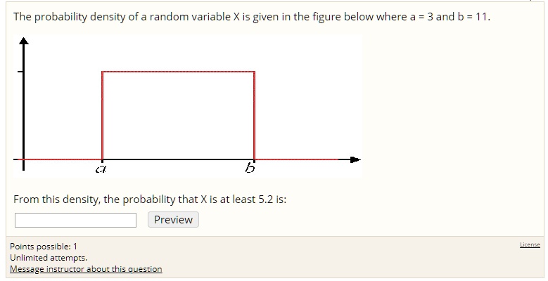 SOLVED: The probability density of a random variable X is given in the figure below where a 3 ...