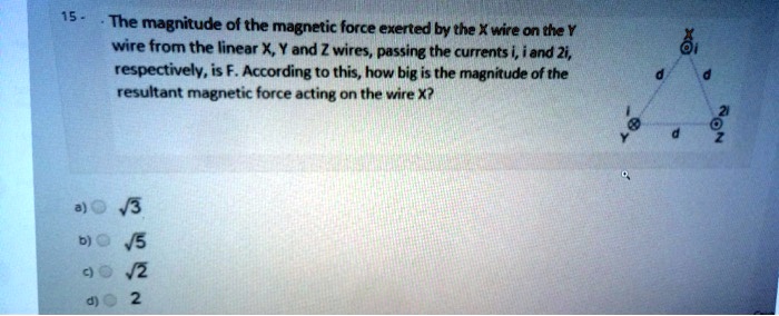 Solved The Magnitude Of The Magnetic Force Exerted By The X Wire On The Y Wire From The 