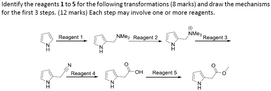 identify the reagents 1 to 5 forthe following transformations 8 marks and draw the mechanisms ...