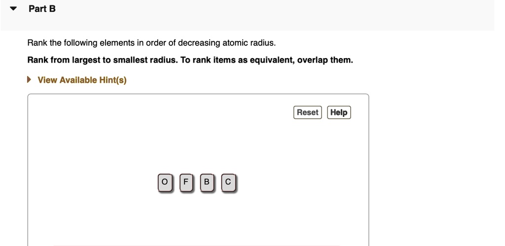 Solved Part B Rank The Following Elements In Order Of Decreasing