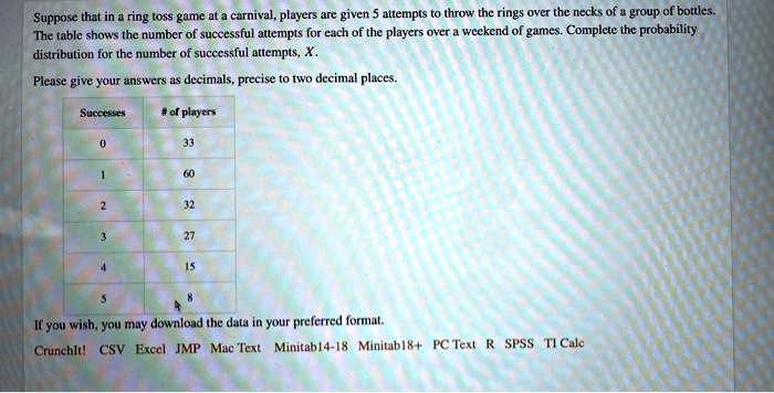 SOLVED: Suppose that in a ring toss game at a carnival, players are ...