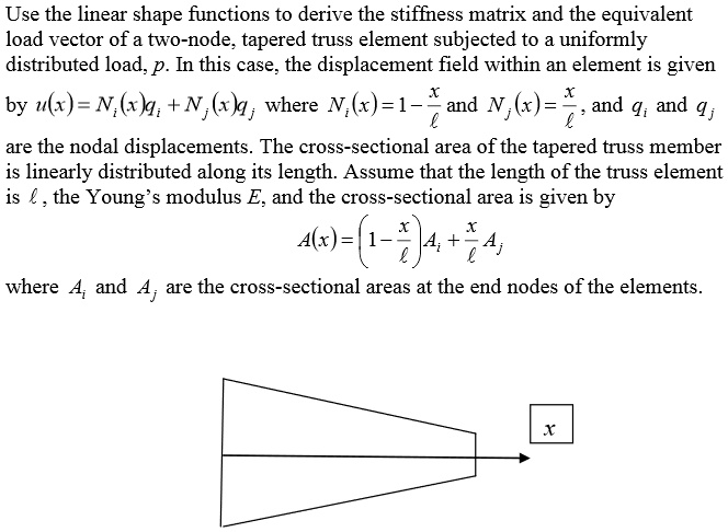 SOLVED: Use the linear shape functions to derive the stiffness matrix and the equivalent load ...