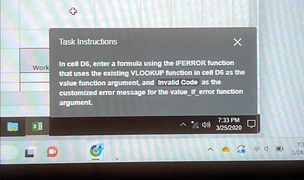 SOLVED: Task Instructions Work In cell D6, enter a formula using the ... SOLVED: Task Instructions Work In cell D6, enter a formula using the ...