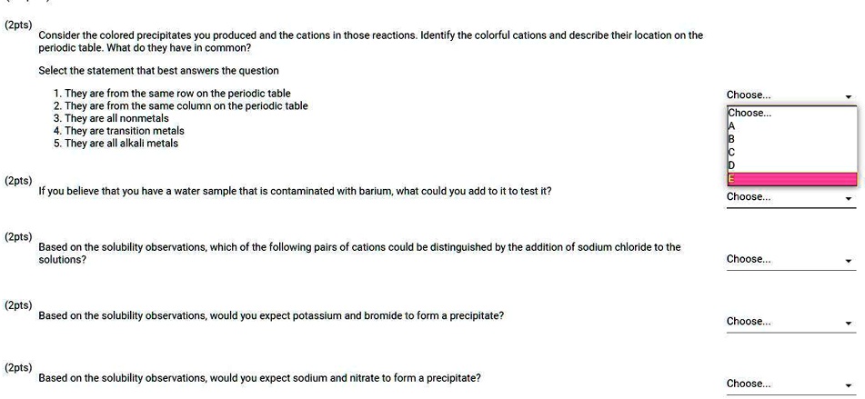 zpts consider the colored precipitates you produced and the cations ...