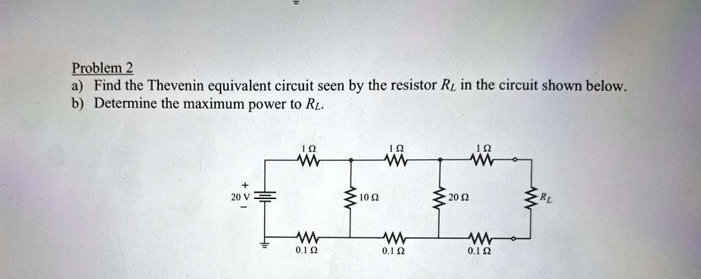 Problem 2 a) Find the Thevenin equivalent circuit seen by the resistor RL in the circuit shown ...