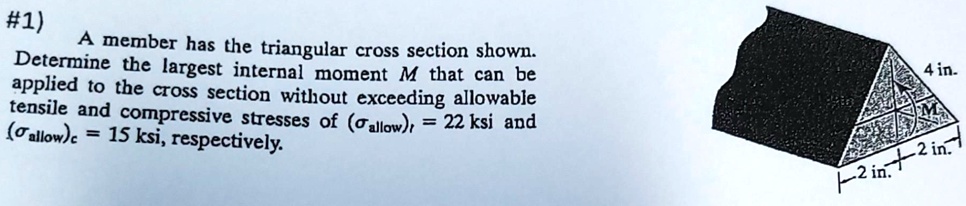 #1) A member has the triangular cross section shown. Determine the ...